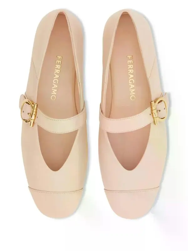 FERRAGAMO Gancini-buckle Ballet Flats - Neutrals