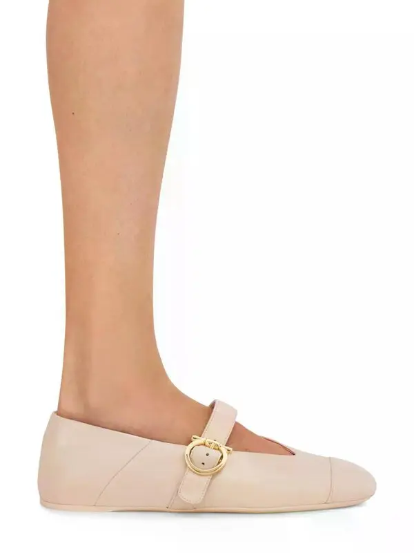 FERRAGAMO Gancini-buckle Ballet Flats - Neutrals