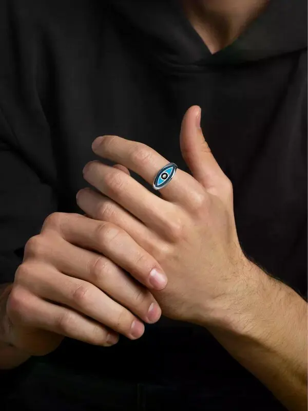 NIALAYA JEWELRY Evil Eye Ring - Silver