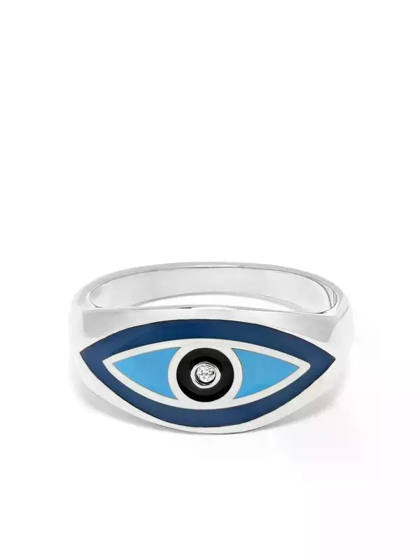 NIALAYA JEWELRY Evil Eye Ring - Silver