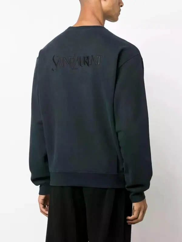 Saint Laurent Logo-embroidered Jersey-fleece Sweatshirt