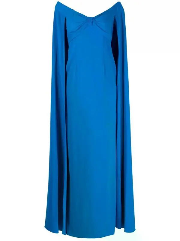 Marchesa Off-shoulder Cape-detail Gown