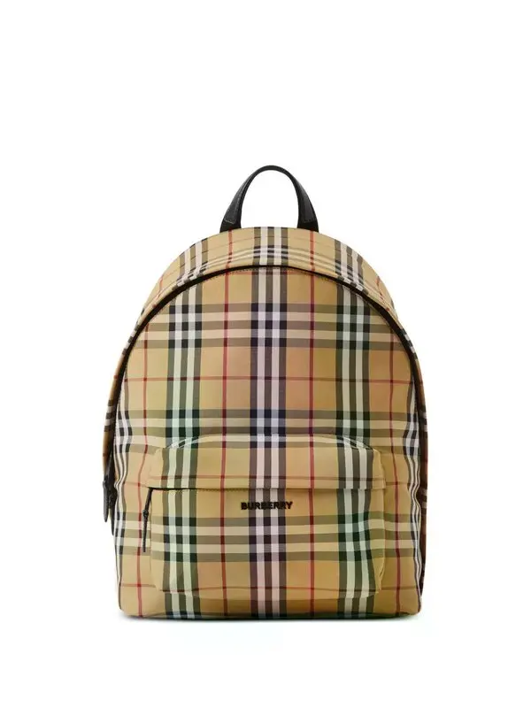 Burberry Check-print Backpack With Logo Plaque