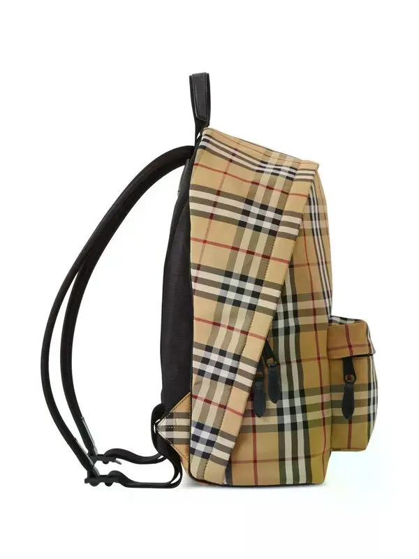 Burberry Check-print Backpack With Logo Plaque