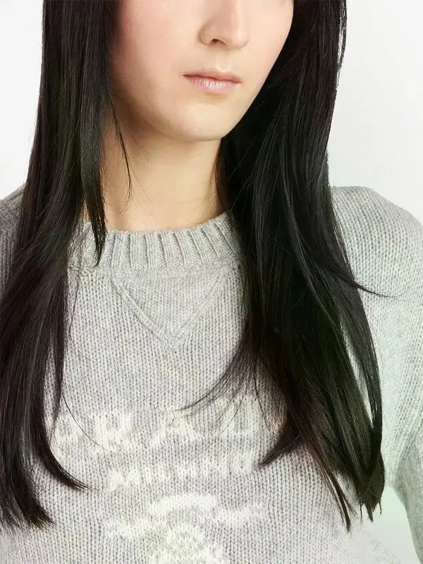 Prada Wool And Cashmere Crew Neck Sweater With Intarsia Logo