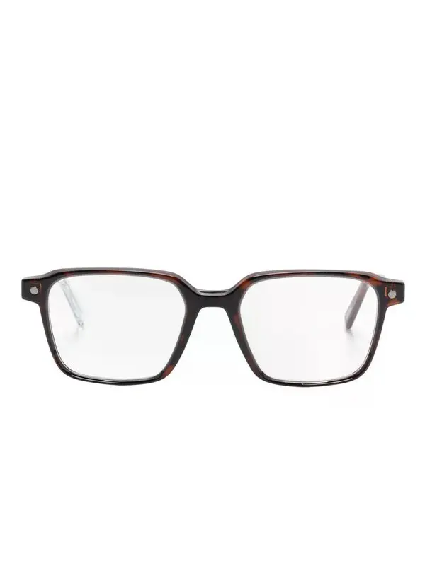 SNOB Logo-engraved Square Frame Glasses - Brown