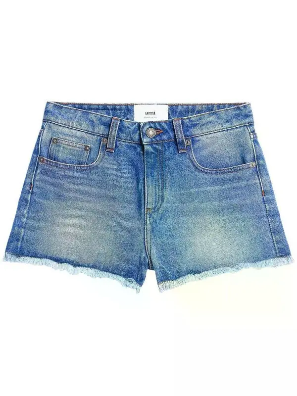 AMI Paris Frayed Denim Mini Shorts
