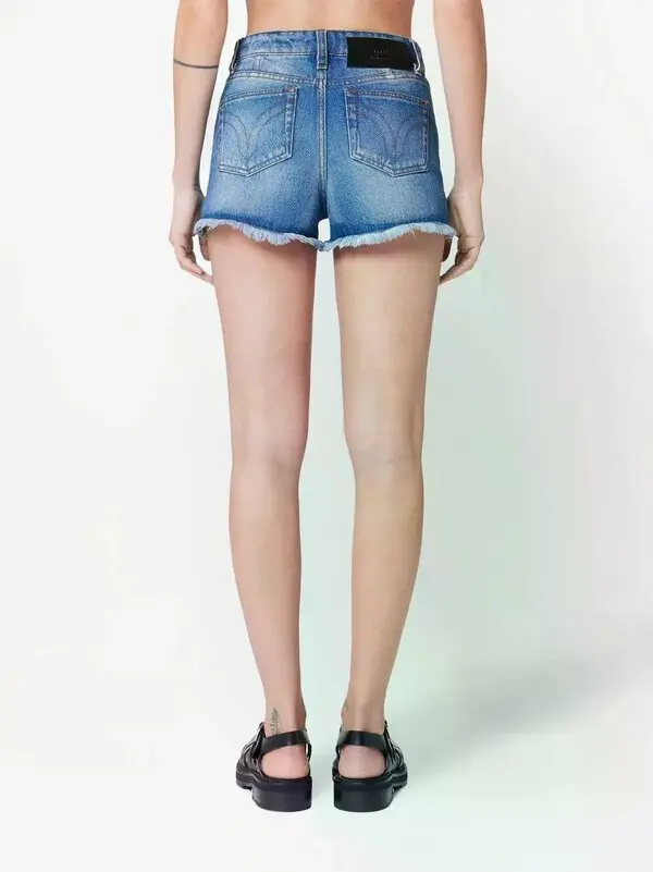 AMI Paris Frayed Denim Mini Shorts