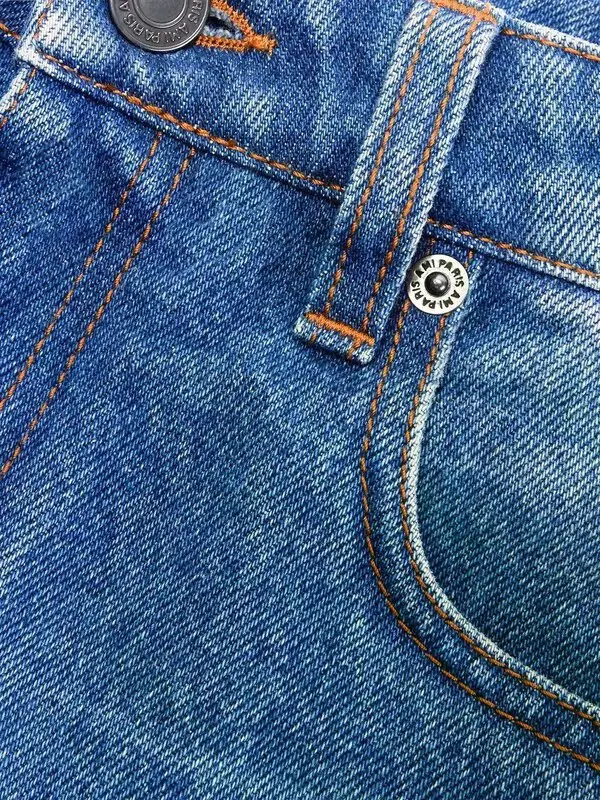 AMI Paris Frayed Denim Mini Shorts