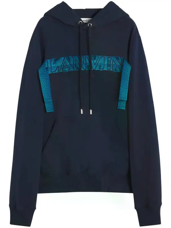 LANVIN Curb-lace Hoodie - Blue