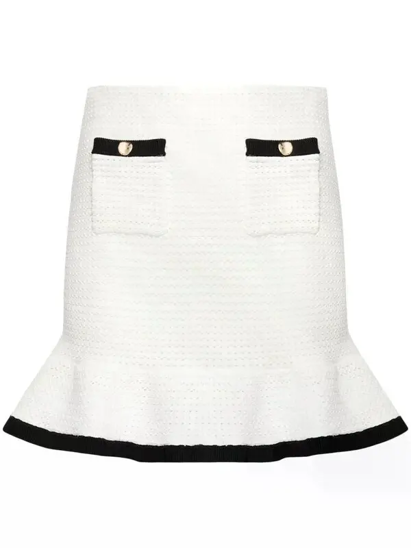 SELF-PORTRAIT Sequinned Crochet Knit Miniskirt