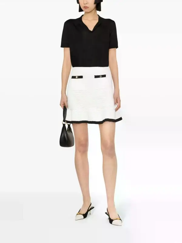 SELF-PORTRAIT Sequinned Crochet Knit Miniskirt