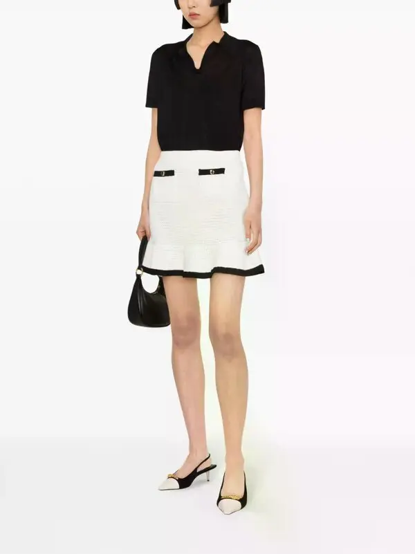 SELF-PORTRAIT Sequinned Crochet Knit Miniskirt