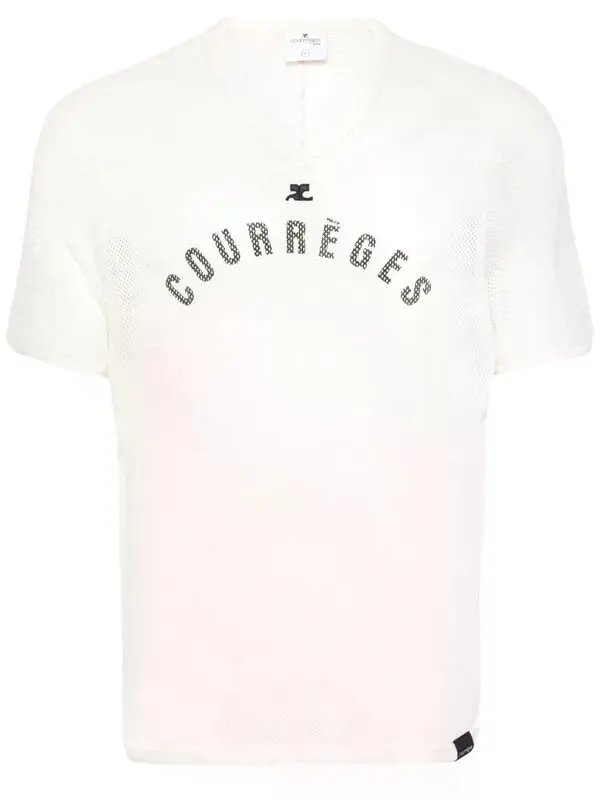 COURREGES Baseball Printed Mesh T-shirt - Neutrals