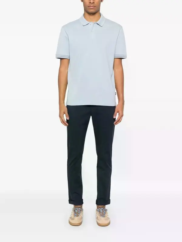 BOSS Striped-trim Polo Shirt - Blue