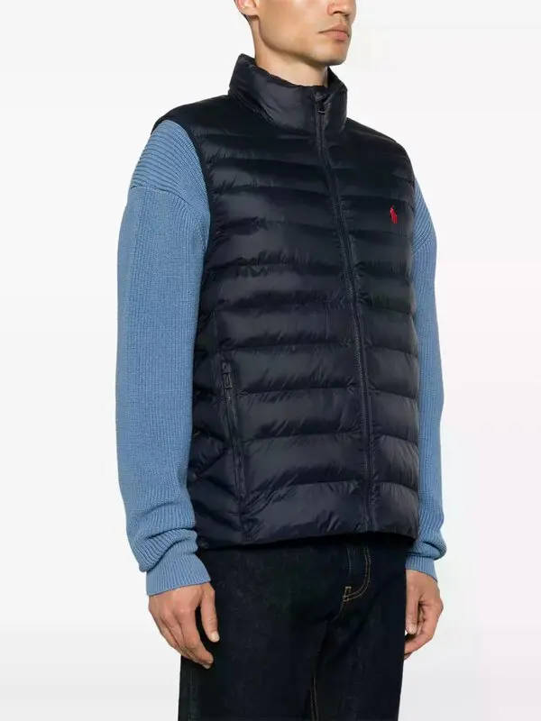 Polo Ralph Lauren Padded Gilet With Polo Pony Motif - Blue