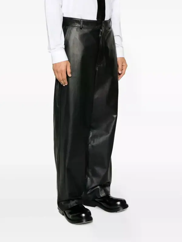 Gcds Wide-leg Leather Trousers