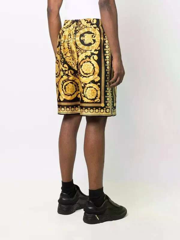 Versace Barocco Print Silk Shorts - Black