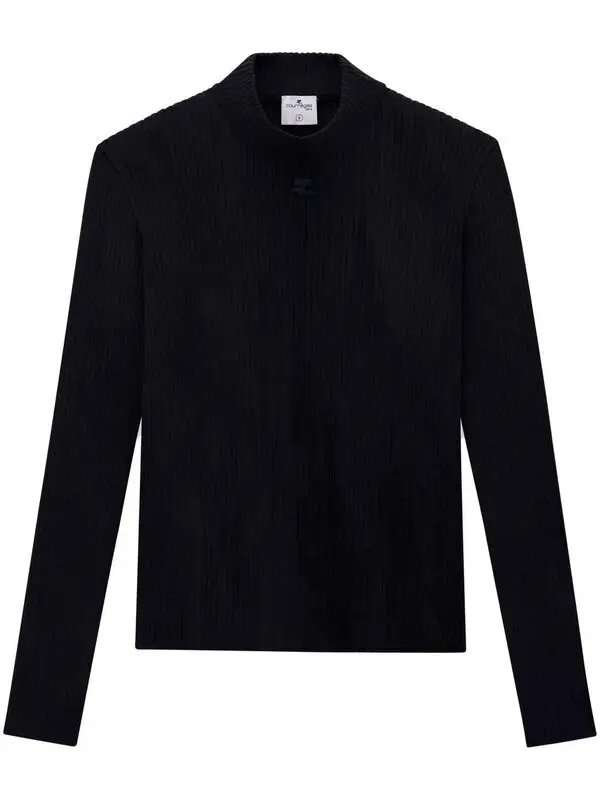 COURREGES Rib-knit Mock-neck Jumper - Blue