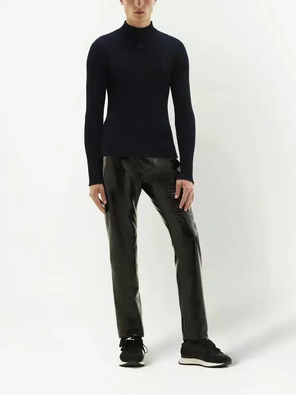 COURREGES Rib-knit Mock-neck Jumper - Blue