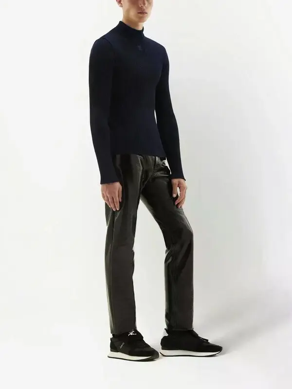 COURREGES Rib-knit Mock-neck Jumper - Blue