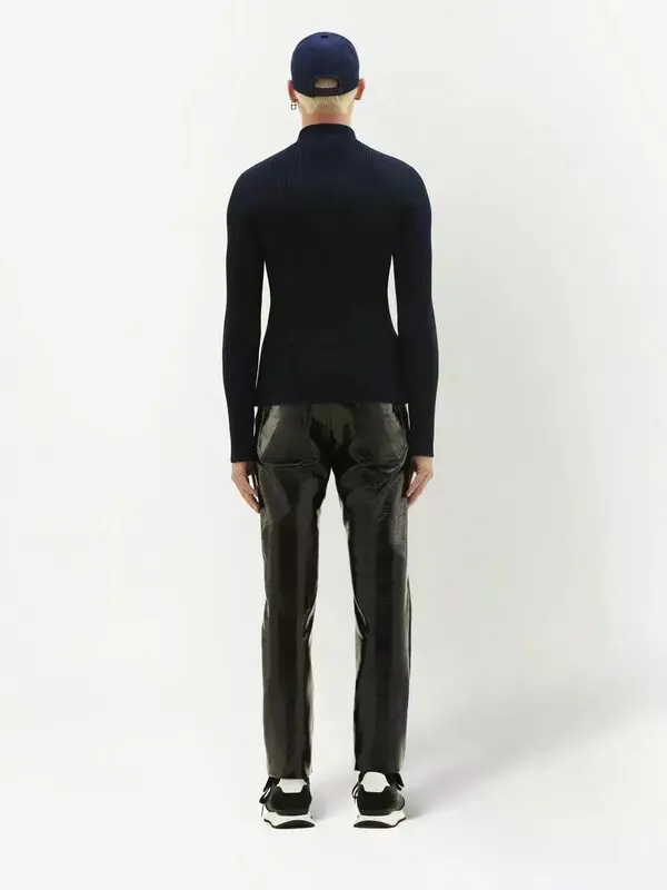 COURREGES Rib-knit Mock-neck Jumper - Blue