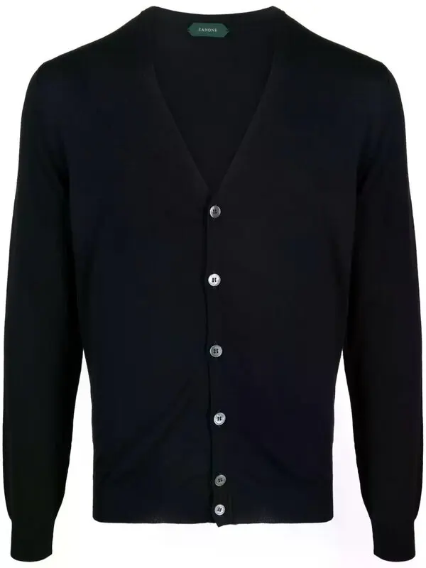 ZANONE Plunging V-neck Fine-knit Cardigan - Blue