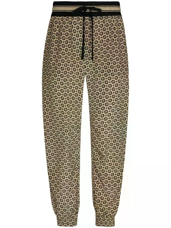 Dolce & Gabbana Monogram-pattern Print Silk Trousers