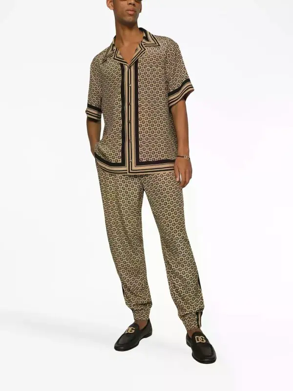 Dolce & Gabbana Monogram-pattern Print Silk Trousers