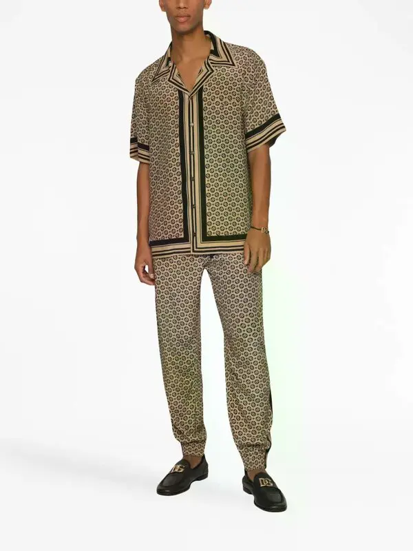 Dolce & Gabbana Monogram-pattern Print Silk Trousers