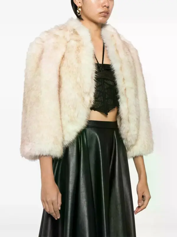 SAIID KOBEISY Cropped Faux-fur Jacket