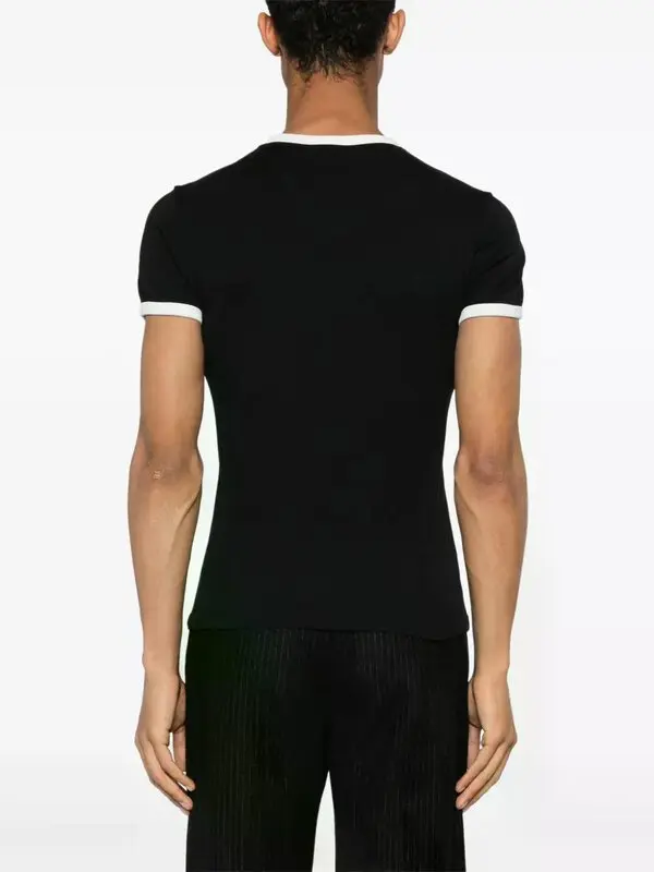 COURREGES Contrast Cotton T-shirt - Black