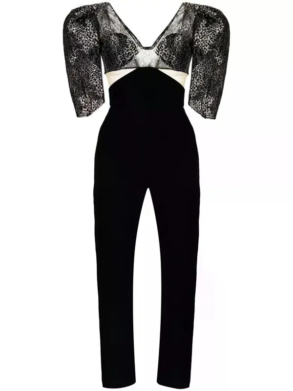 SAIID KOBEISY Mikado Panelled Crepe Jumpsuit - Black
