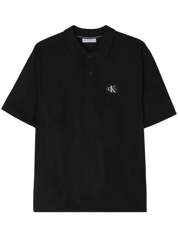 Calvin Klein Logo-patch Check-pattern Polo Shirt