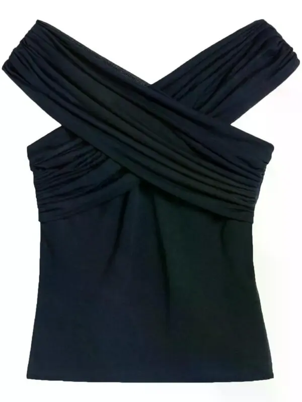 AMI Paris Draped-design Cotton-blend Top