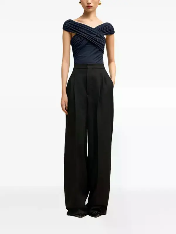 AMI Paris Draped-design Cotton-blend Top