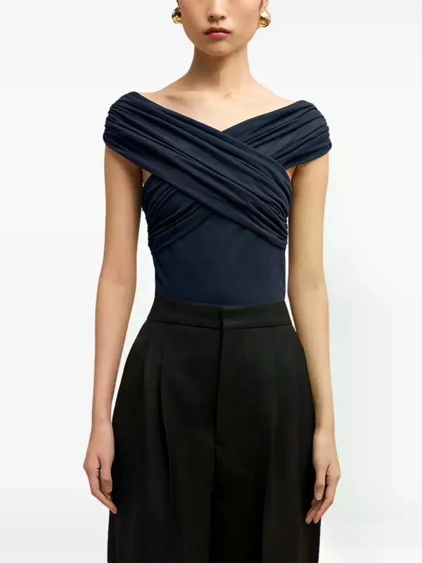 AMI Paris Draped-design Cotton-blend Top