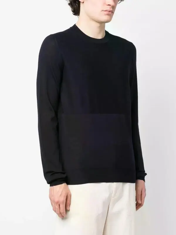 JIL SANDER Crew Neck Virgin Wool Jumper - Blue