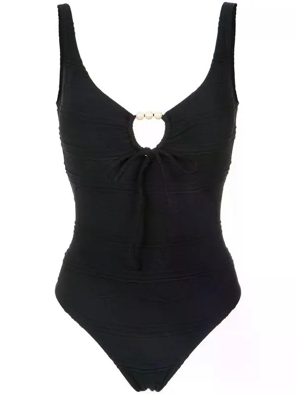 AMIR SLAMA Faux Pearl Embellished Swimsuit - Black