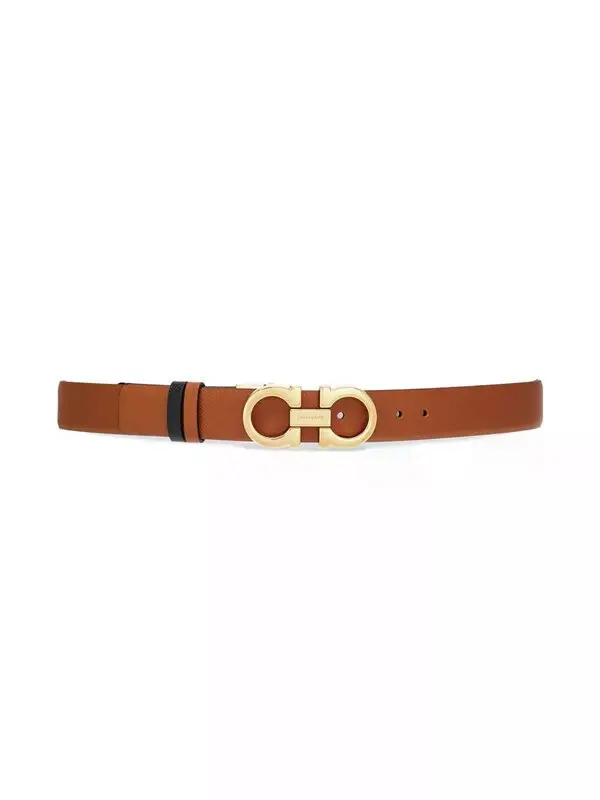 FERRAGAMO Reversible Gancini Leather Belt - Brown