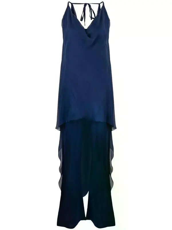 Alberta Ferretti Cowl Neck High-low Dress - Blue