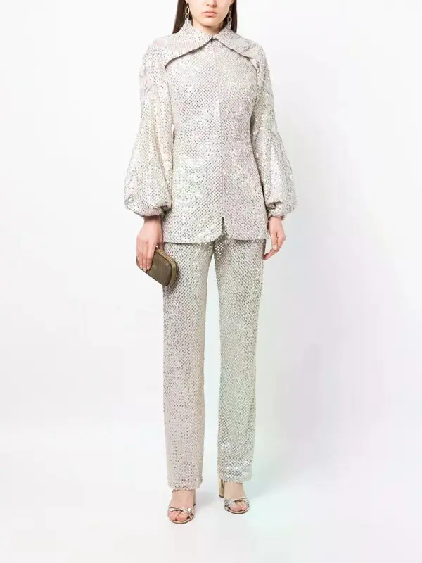 SAIID KOBEISY Sequin Embellished Straight-leg Trousers