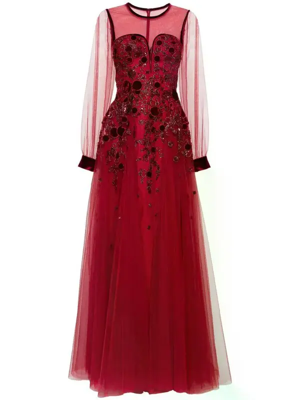 SAIID KOBEISY Embroidered Tulle Gown