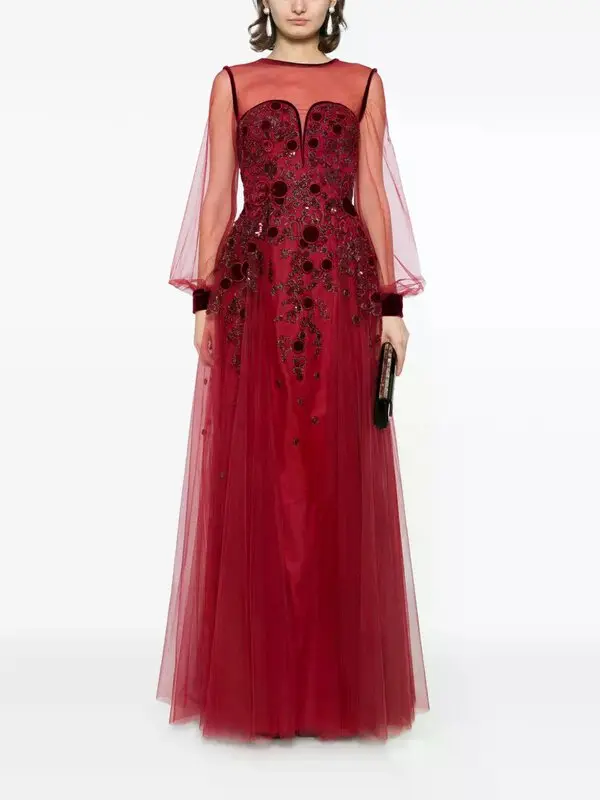 SAIID KOBEISY Embroidered Tulle Gown