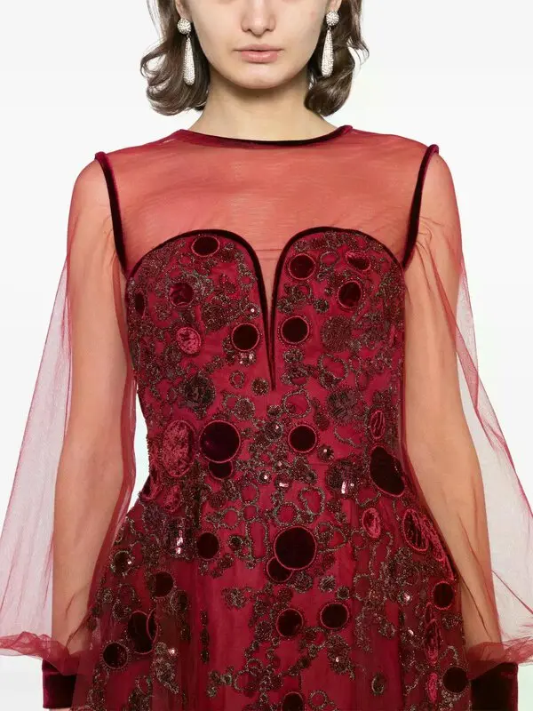 SAIID KOBEISY Embroidered Tulle Gown