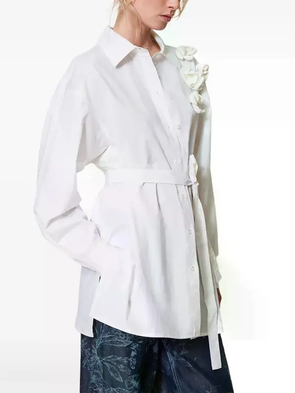 TWINSET Cotton Shirt With Floral Appliqu