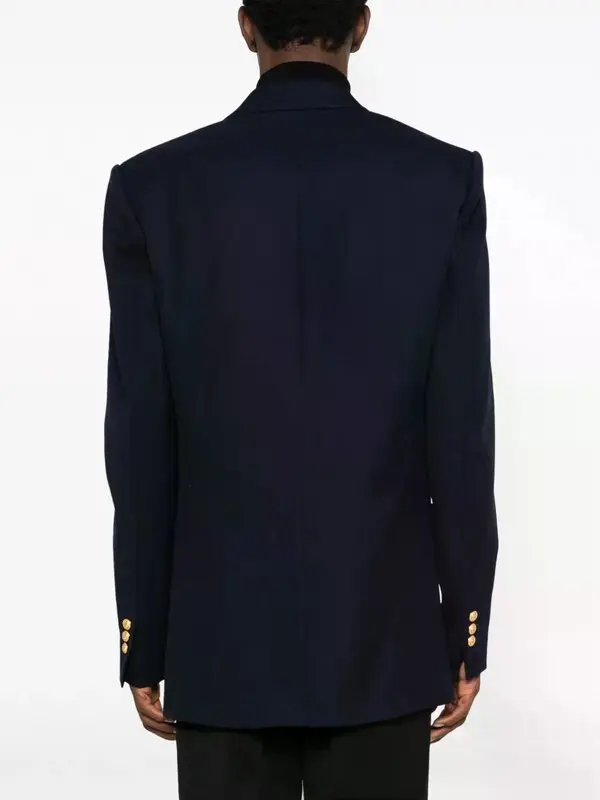 Balmain Double-breasted Virgin-wool Blazer - Blue