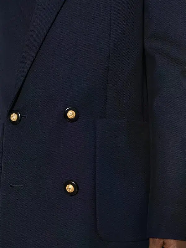 Balmain Double-breasted Virgin-wool Blazer - Blue