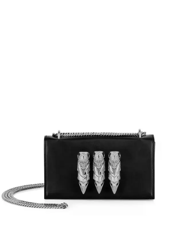 Philipp Plein Leather Shoulder Bag With Skull Appliqu - Black