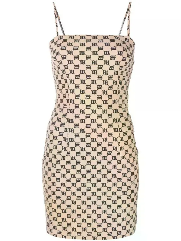 MISBHV Monogram-print Minidress - Neutrals